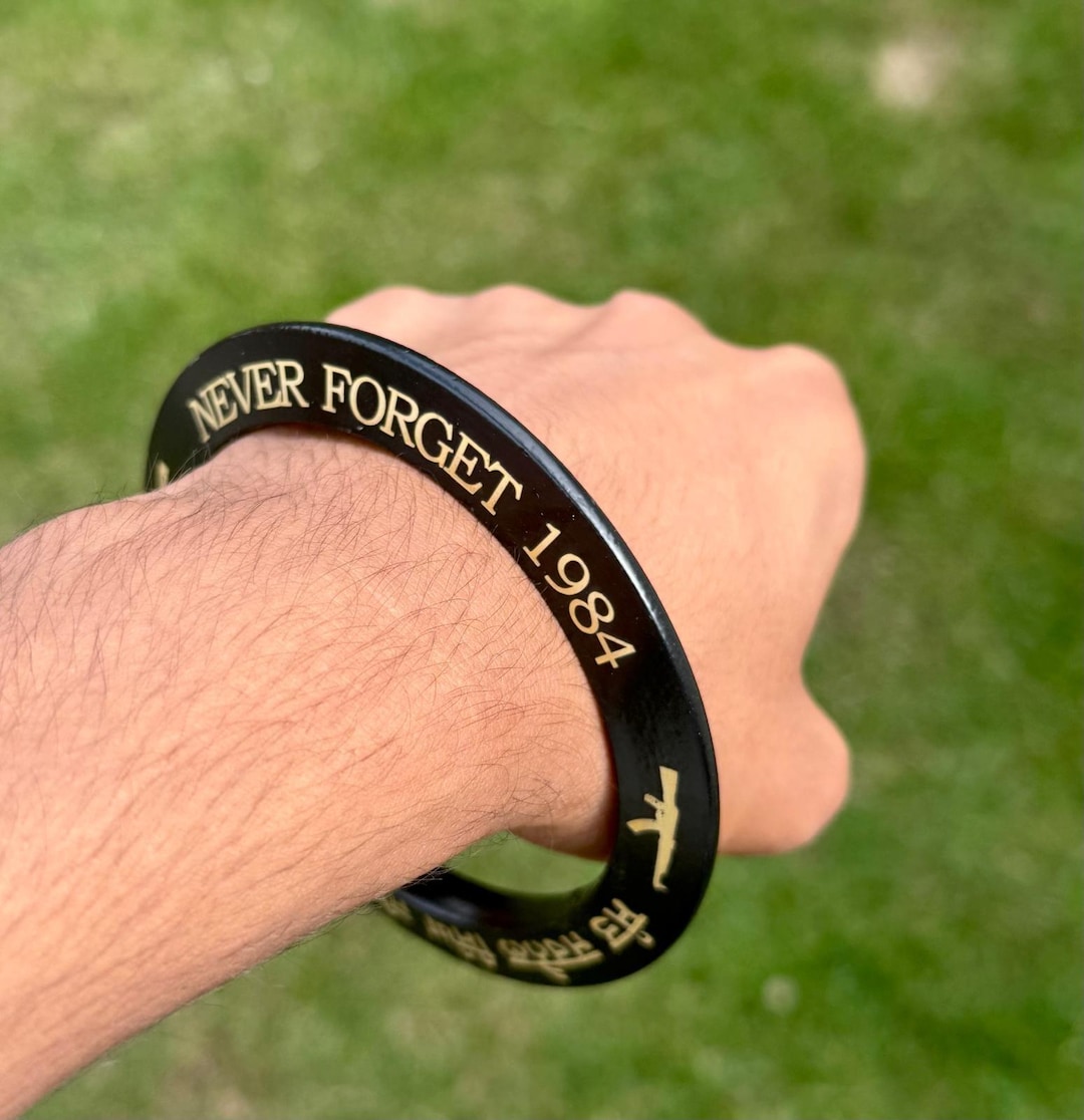 Sikh Sarbloh Kara Black Pure Iron Never Forget 84 Bhindranwale Khalsa ...