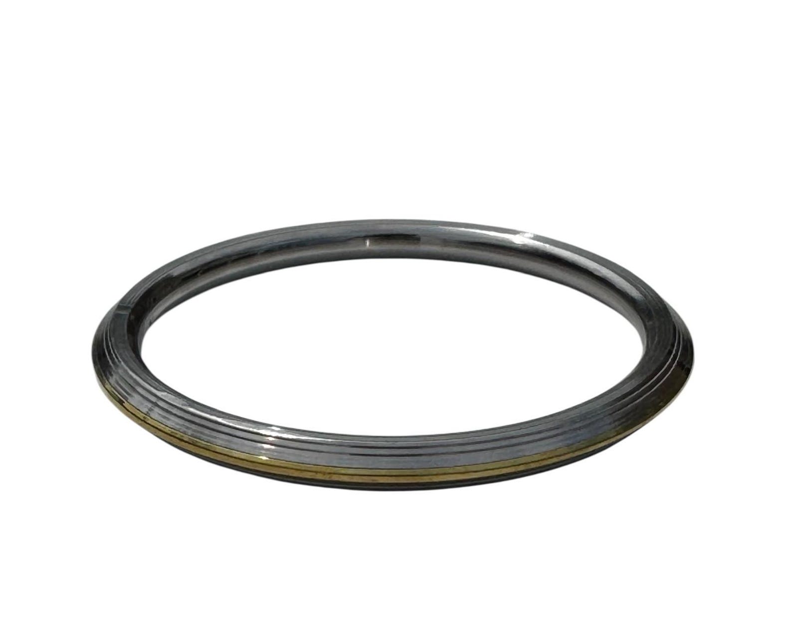 Stainless Steel Gold Edge Kara Stunning Singh Kaur Bangle Sikh Kada ...