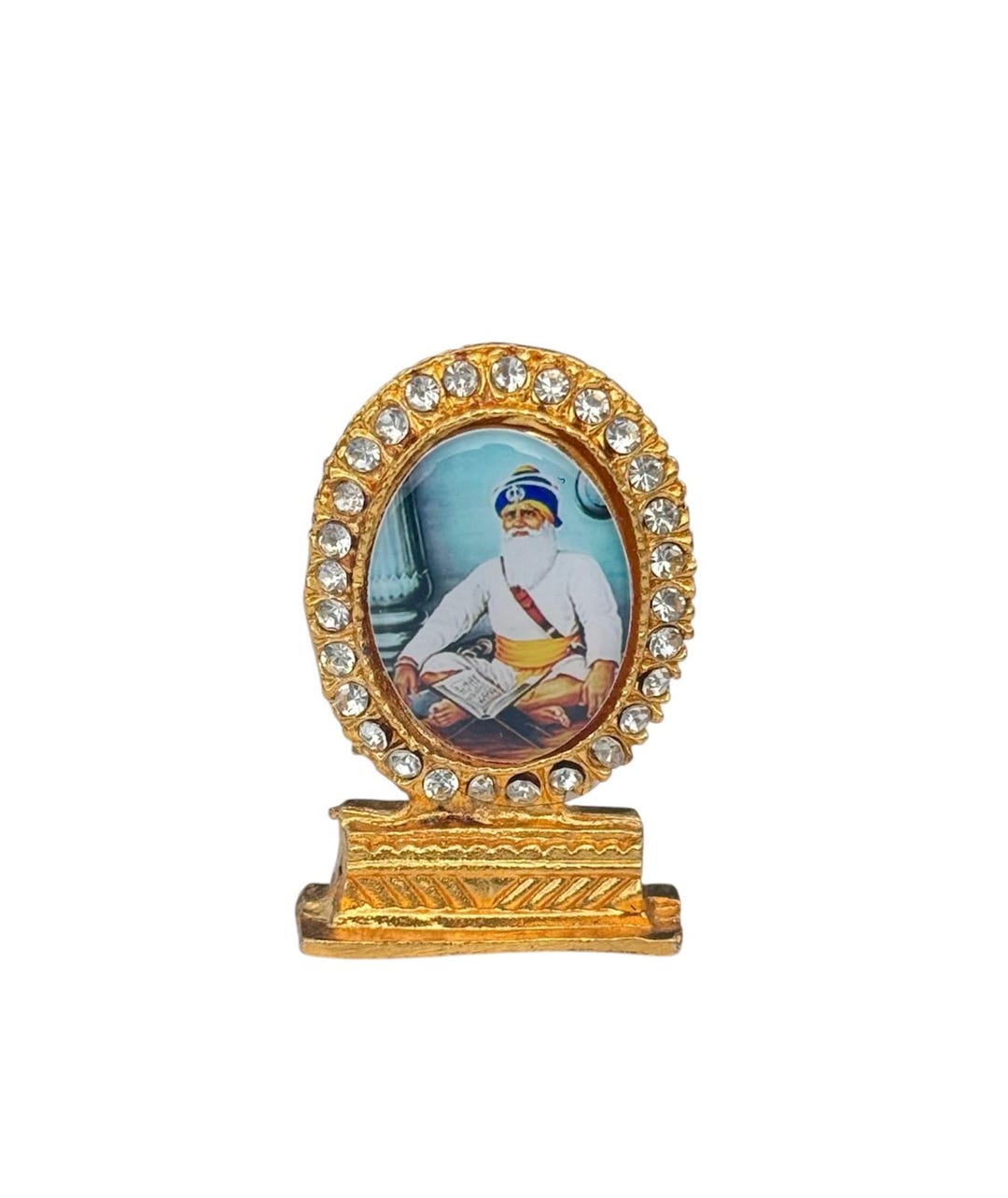 Sikh Baba Deep Singh Ji Shaheed Stand Gold Plated Desktop Car Dashboard ...