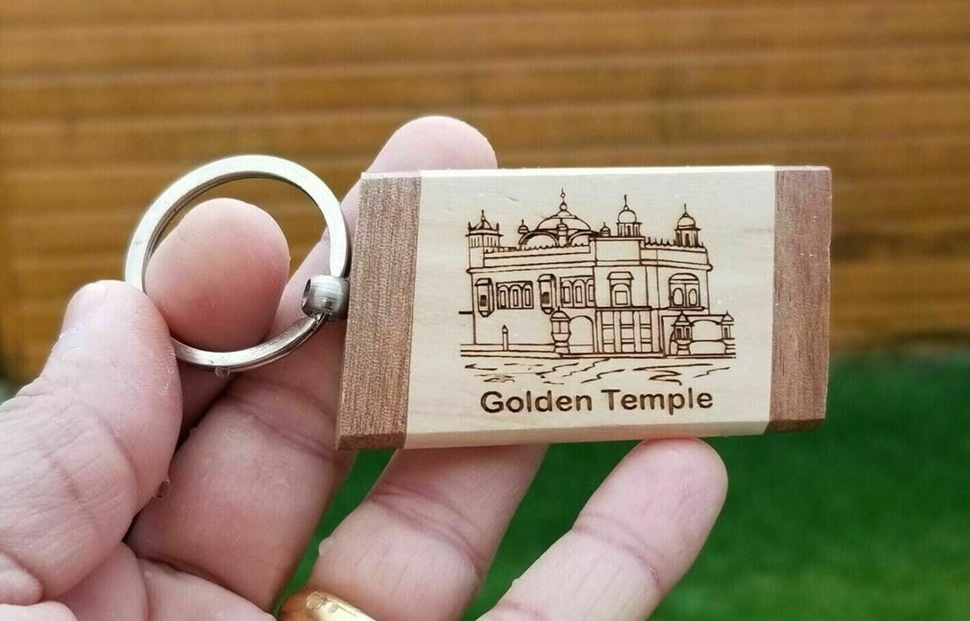 Sikh Key Ring Golden Temple Key Chain Punjabi Singh Kaur Khalsa Wood ...