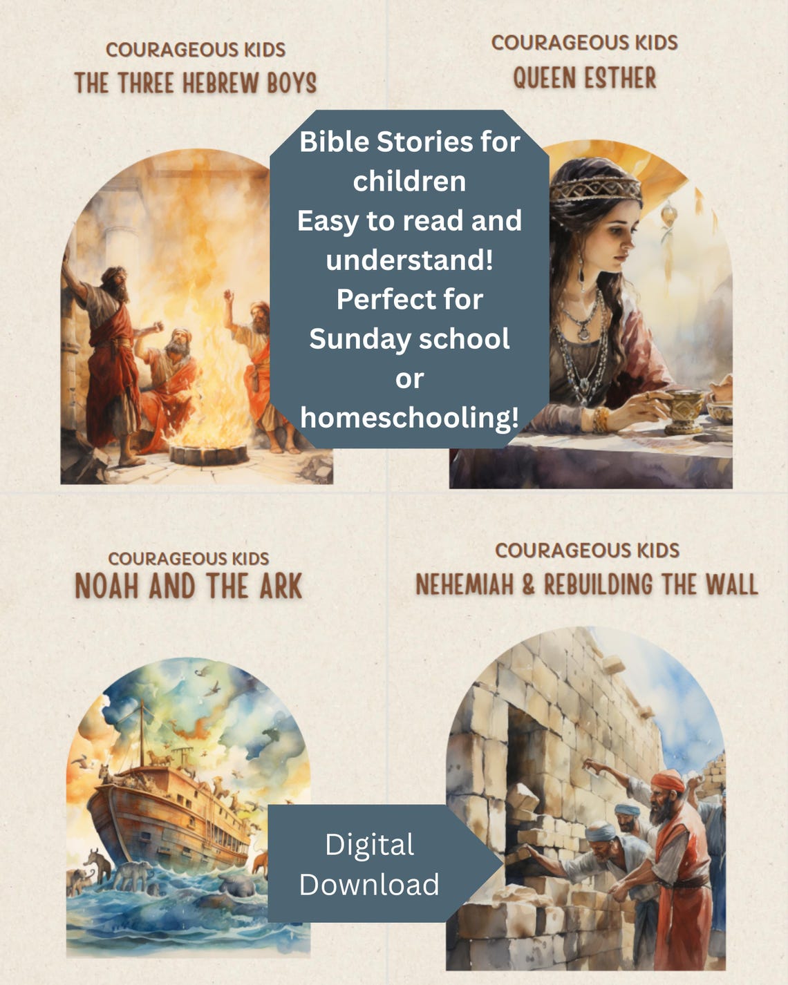 Christian Kids Bible Stories Homeschool Digital Print Sunday School ...