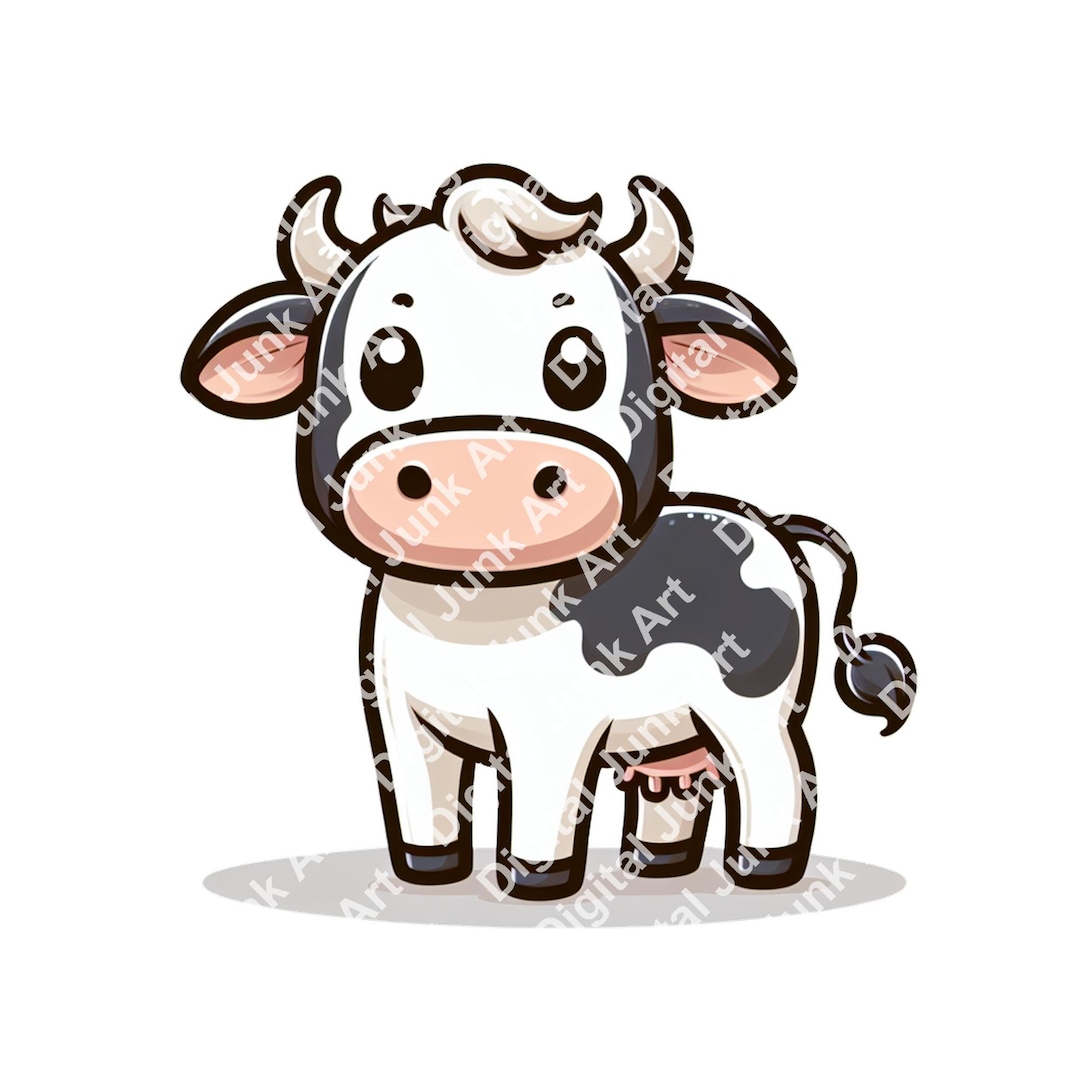 Kawaii Cow Clipart PNG – Farm Animal Digital Download - Etsy