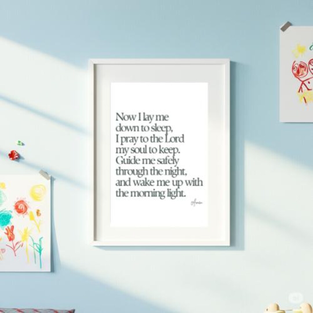 Children's Bedtime Prayer - B&W - Etsy