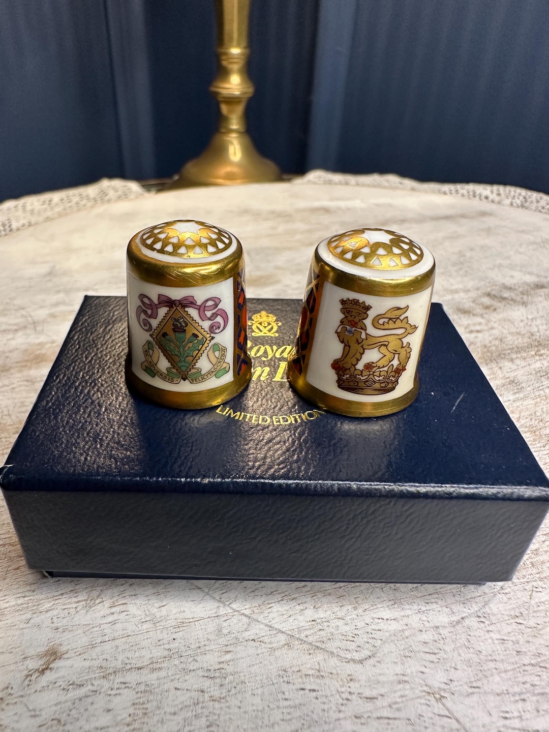 Royal Crown Derby Limited Edition Thimble Set With 22ct Gold Detailing ...