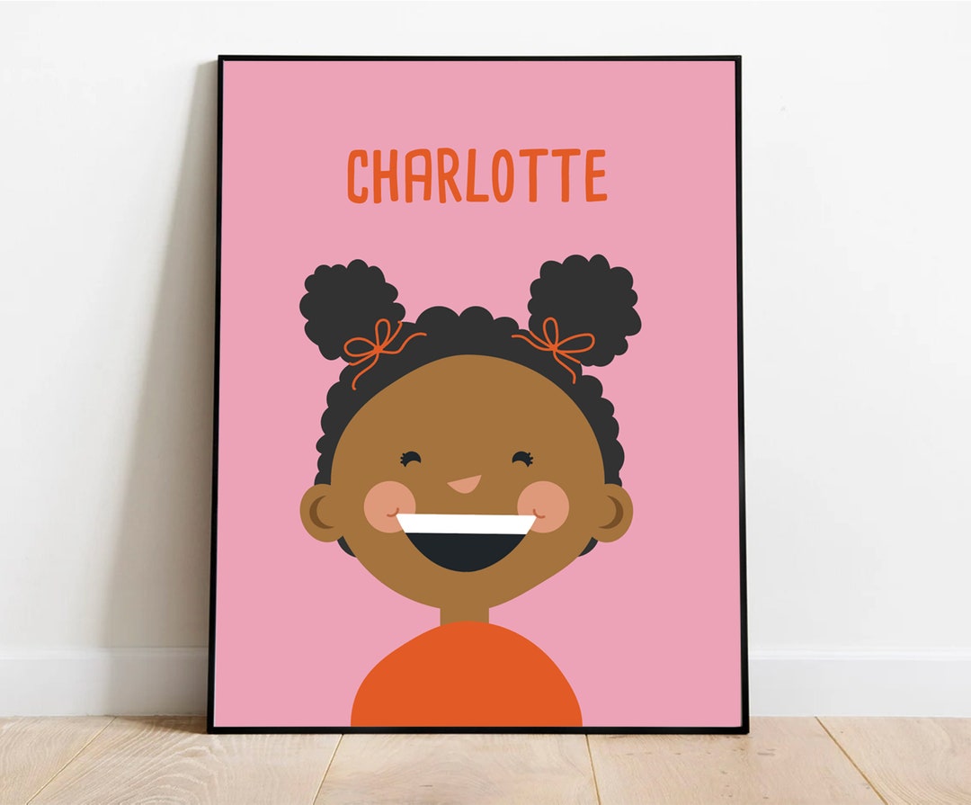 Custom Children Portrait With Name - Digital Download, Illustrated ...