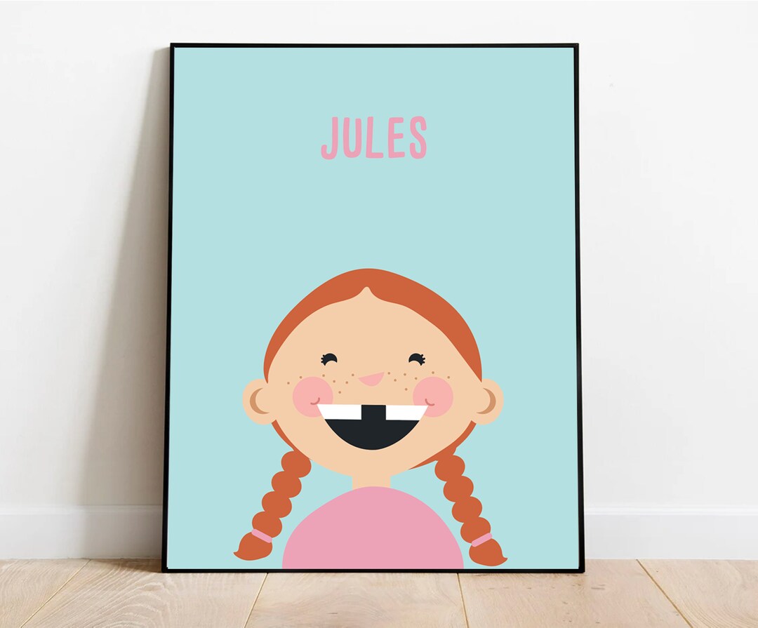 Custom Children Portrait With Name - Digital Download, Illustrated ...