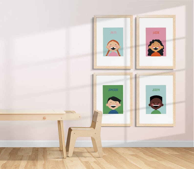Custom Children Portrait With Name - Digital Download, Illustrated ...