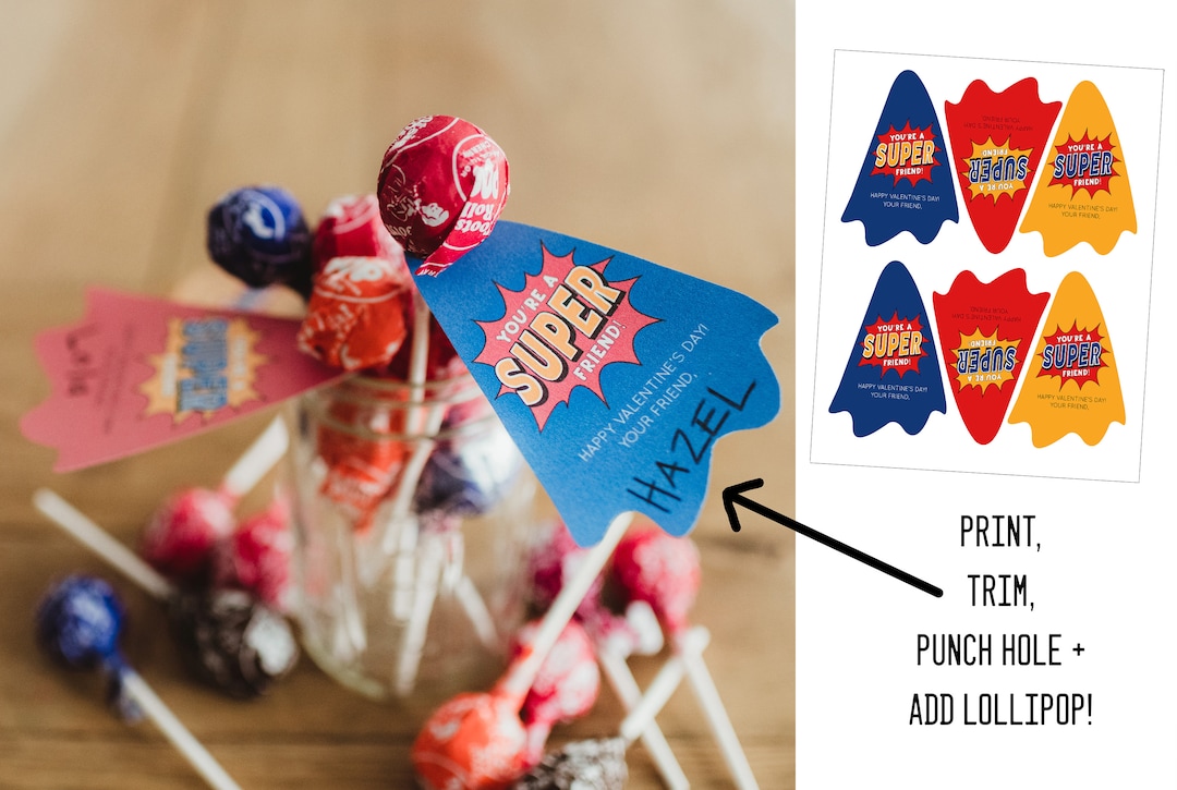Super Hero Lollipop Valentine, You're A Super Friend, Children's ...