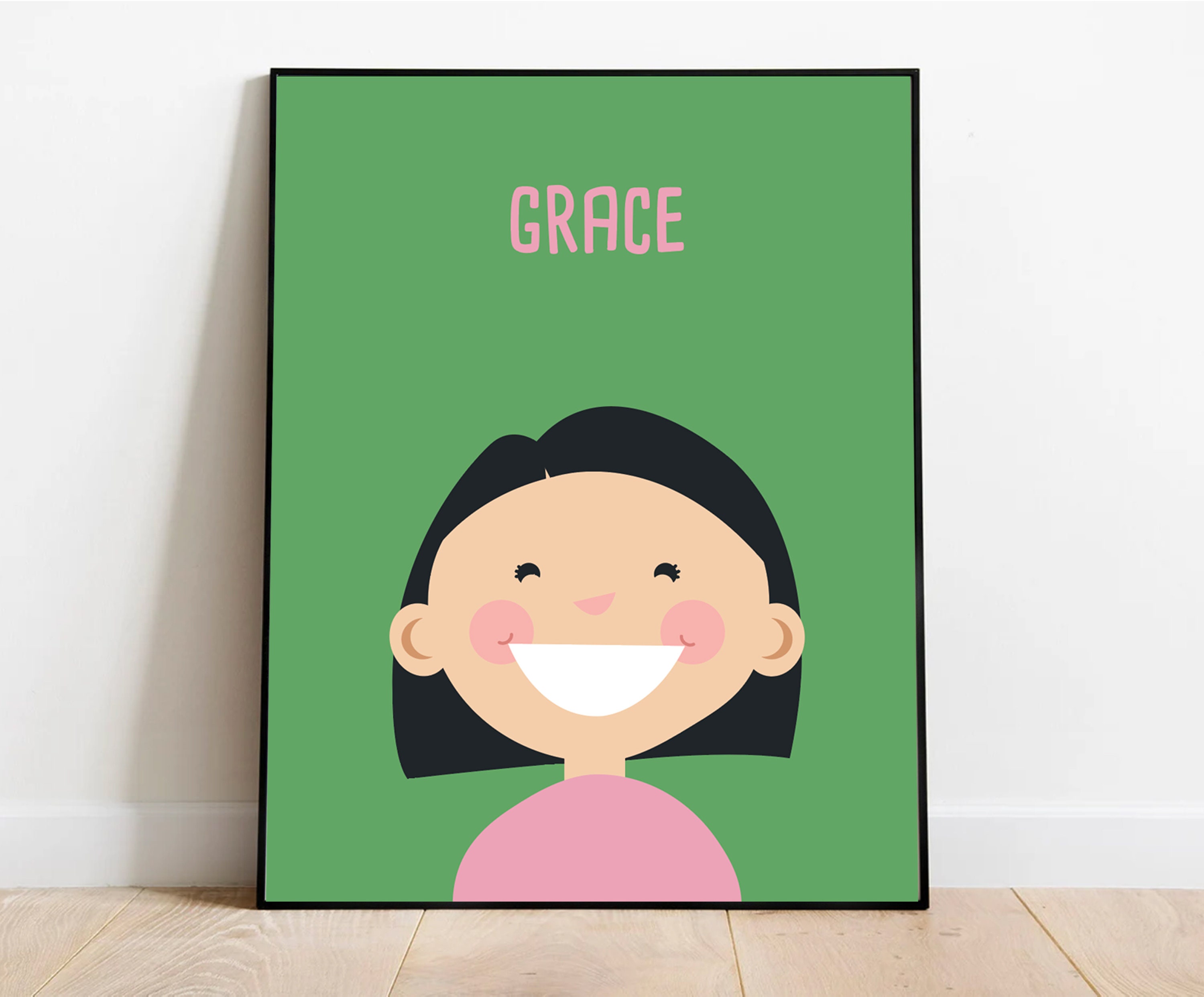 Custom Children Portrait With Name - Digital Download, Illustrated ...