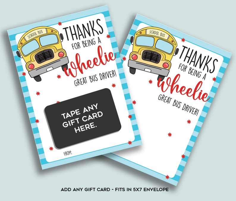 Thanks for Being a Wheelie Great Bus Driver, Gift Card Holder, Bus ...