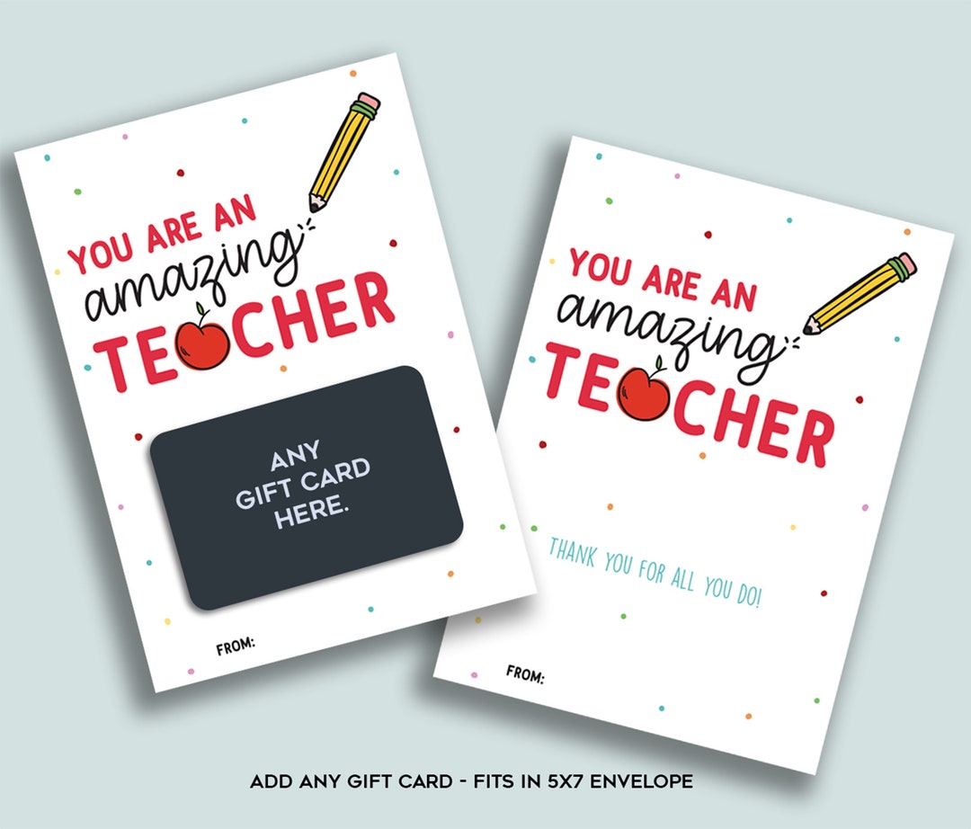 Teacher Appreciation Gift Card Holder Printable (instant Download) - Etsy
