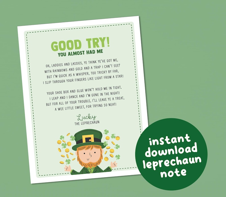 St Patricks Day Kids Printable, Leprechaun Letter Printable, Leprechaun ...