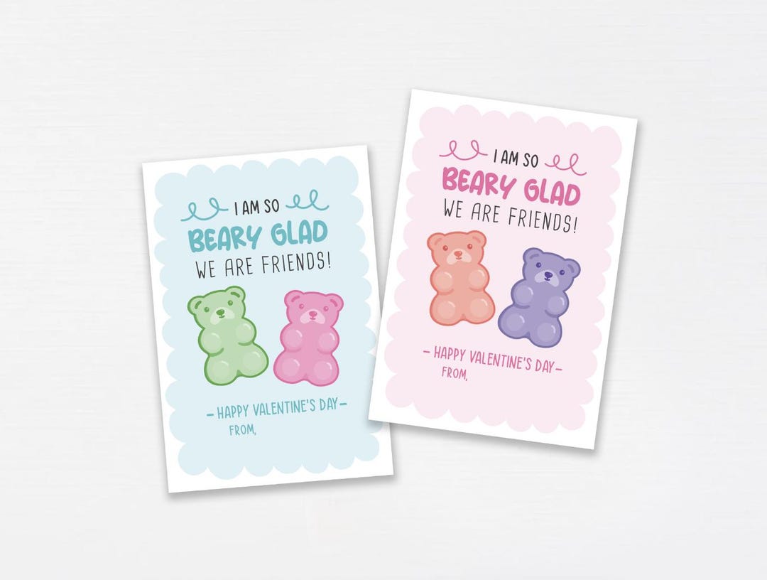 Gummy Bear Valentine Printable - Kids Valentine, School Valentine, Fun ...