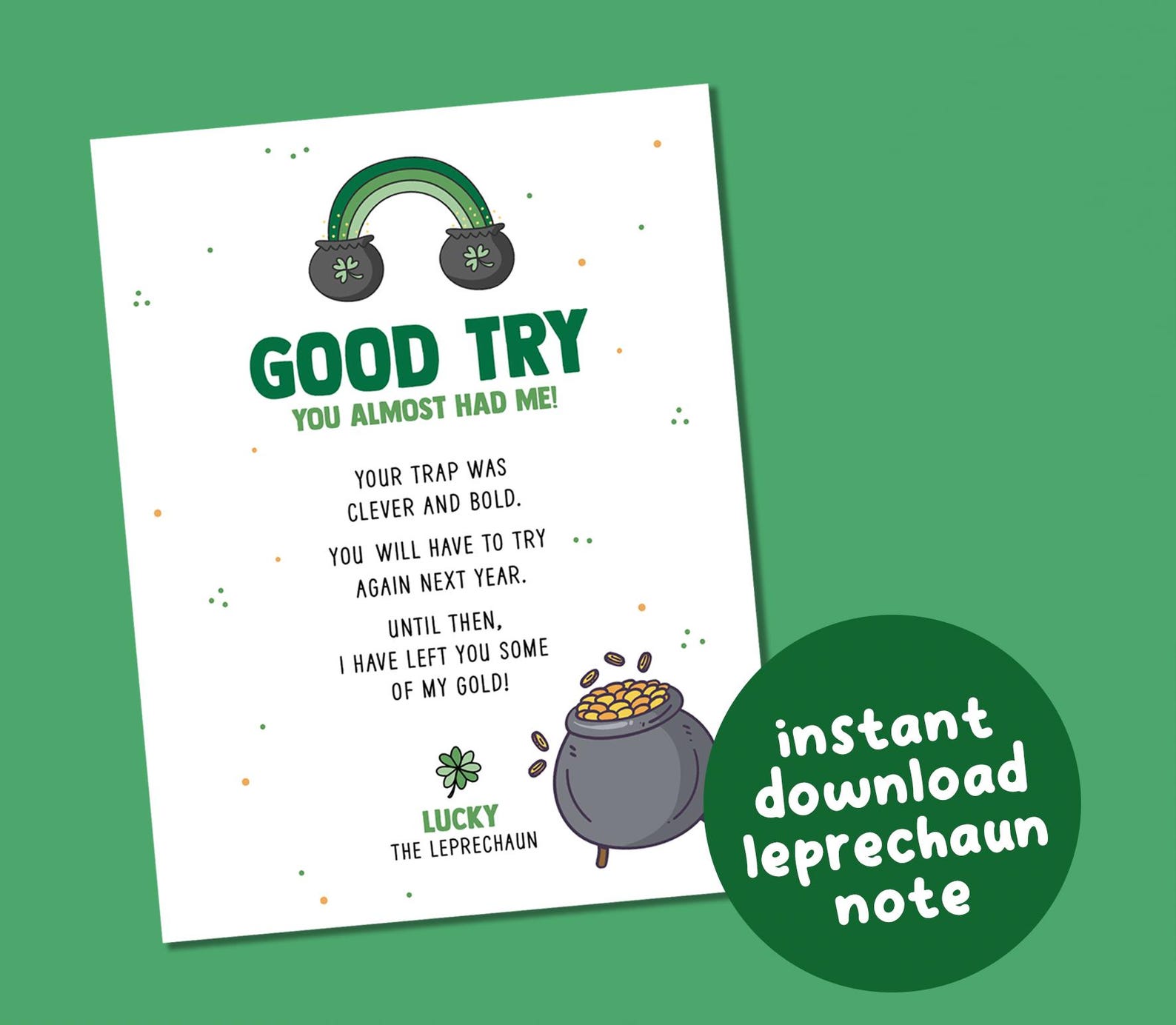 St Patricks Day Kids Printable, Leprechaun Letter Printable, Leprechaun ...