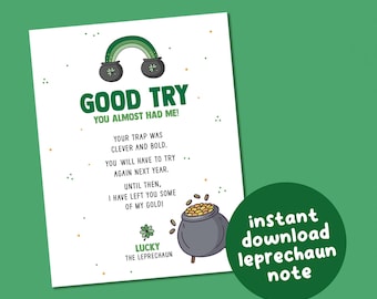 St Patricks Day Kids Printable, Leprechaun Letter Printable, Leprechaun ...