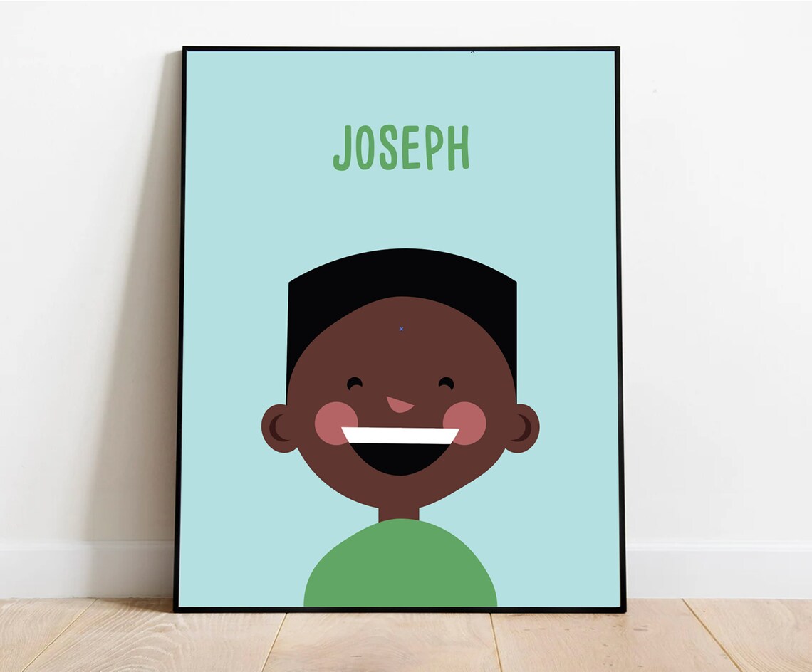 Custom Children Portrait With Name Digital Download - Etsy