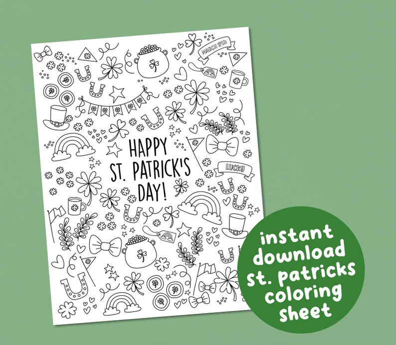 St Patricks Day Coloring Page for Kids, Saint Patty's Spring Coloring ...