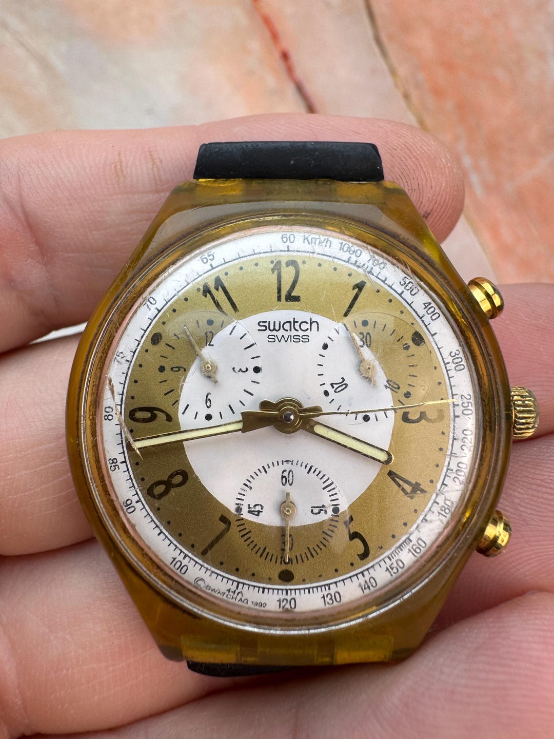 Vintage Swatch Swiss Chronograph 1990s | Transparent Yellow Case ...