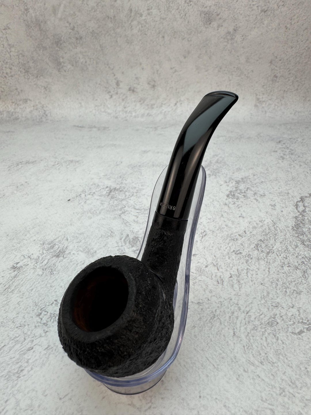 Vintage Bruken Briar Tobacco Pipe – Rusticated Bowl, Bent Stem, Cleaned ...