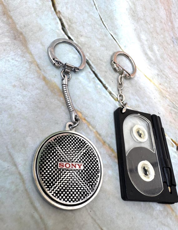 Vintage Sony Keychain & Mini Cassette Tape Keyring wi… - Gem