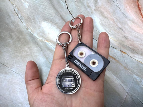 Vintage Sony Keychain & Mini Cassette Tape Keyring wi… - Gem