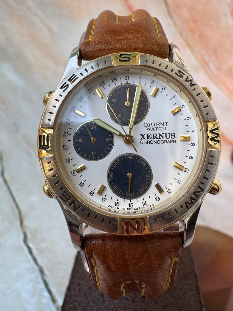 Vintage Orient Xernus Chronograph Watch • Men’s 90s Japanese Quartz ...