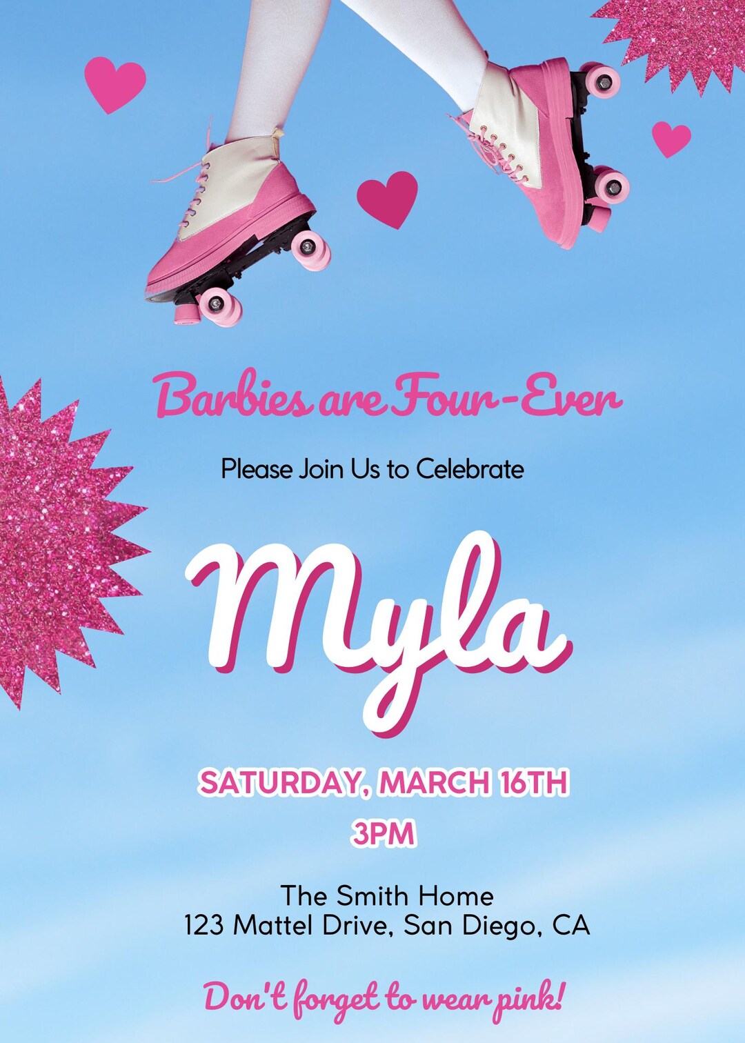 Barbie Party Invite, Barbie Party Invitation, Girl Barbie Party Invite ...