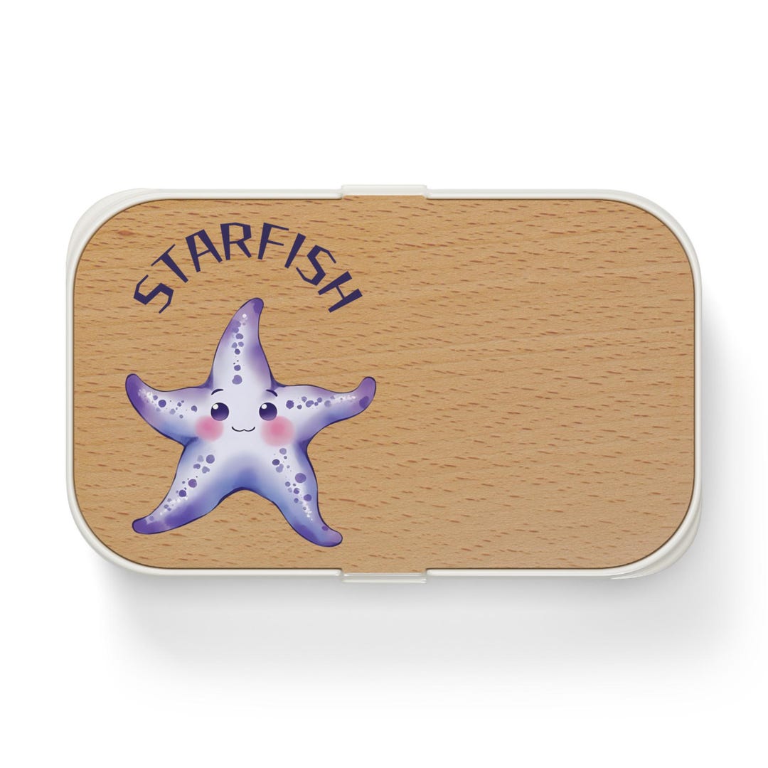 Starfish Bento Lunch Box: Wooden Lid, Silicone Tray, Kids Meal Prep - Etsy