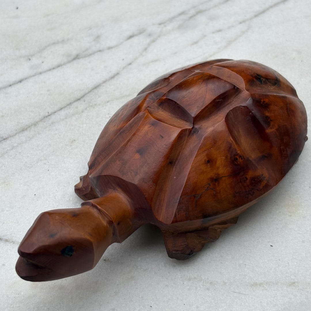 Hand-carved Wooden Turtle Sculpture Figurine: Coffee Table Shelf ...