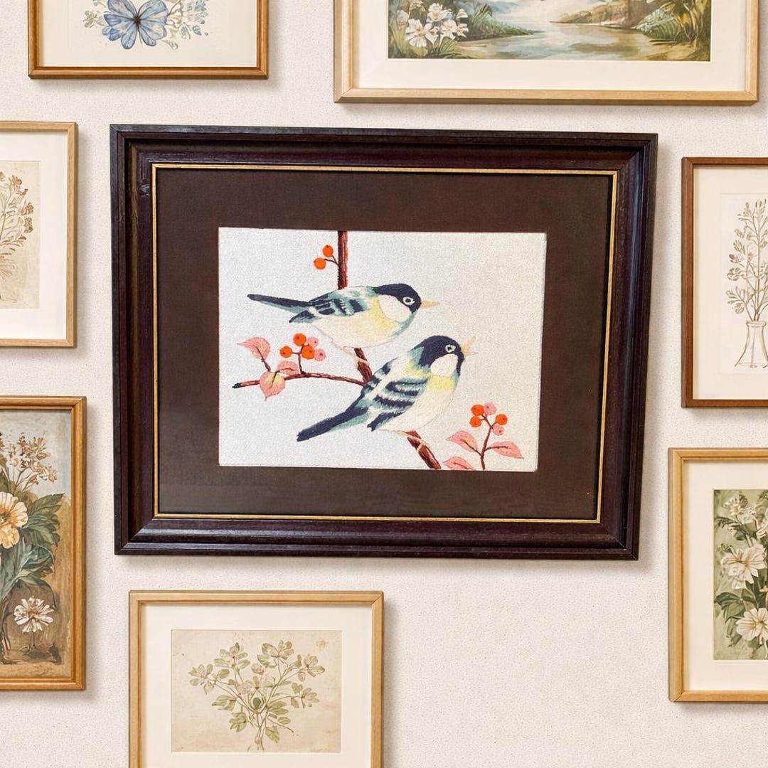 Vintage Bunka Handcrafted Embroidery Art | Japanese Punch Needle "two ...
