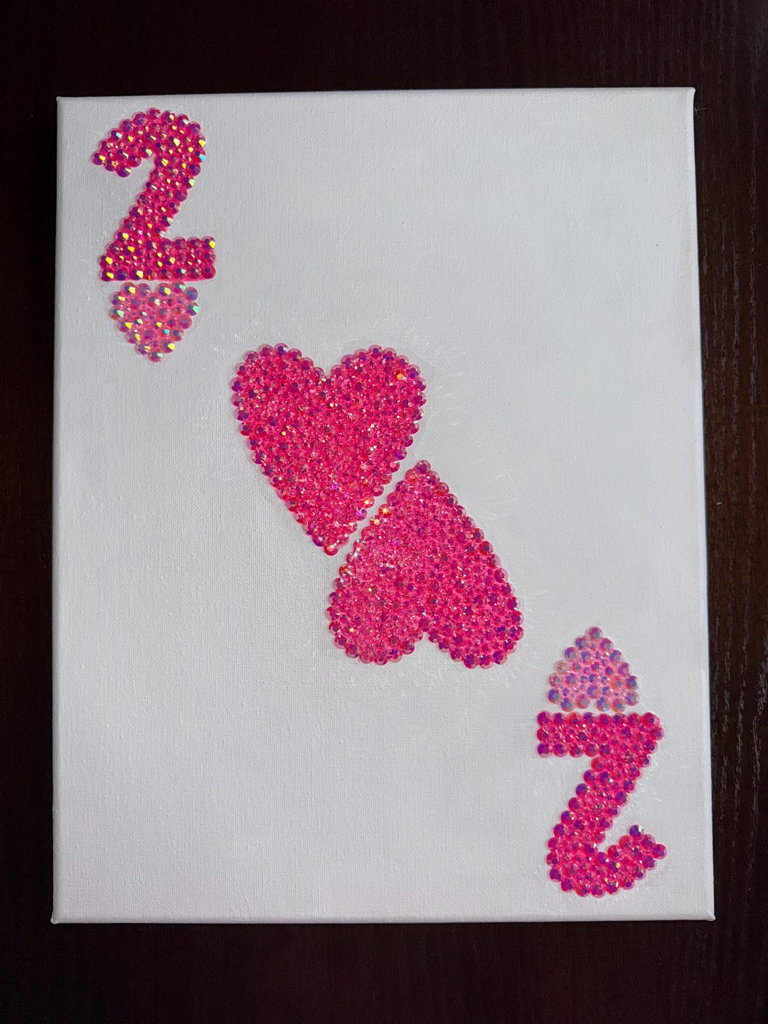 Pink 2 of Hearts Bedazzled Wall Art - Etsy