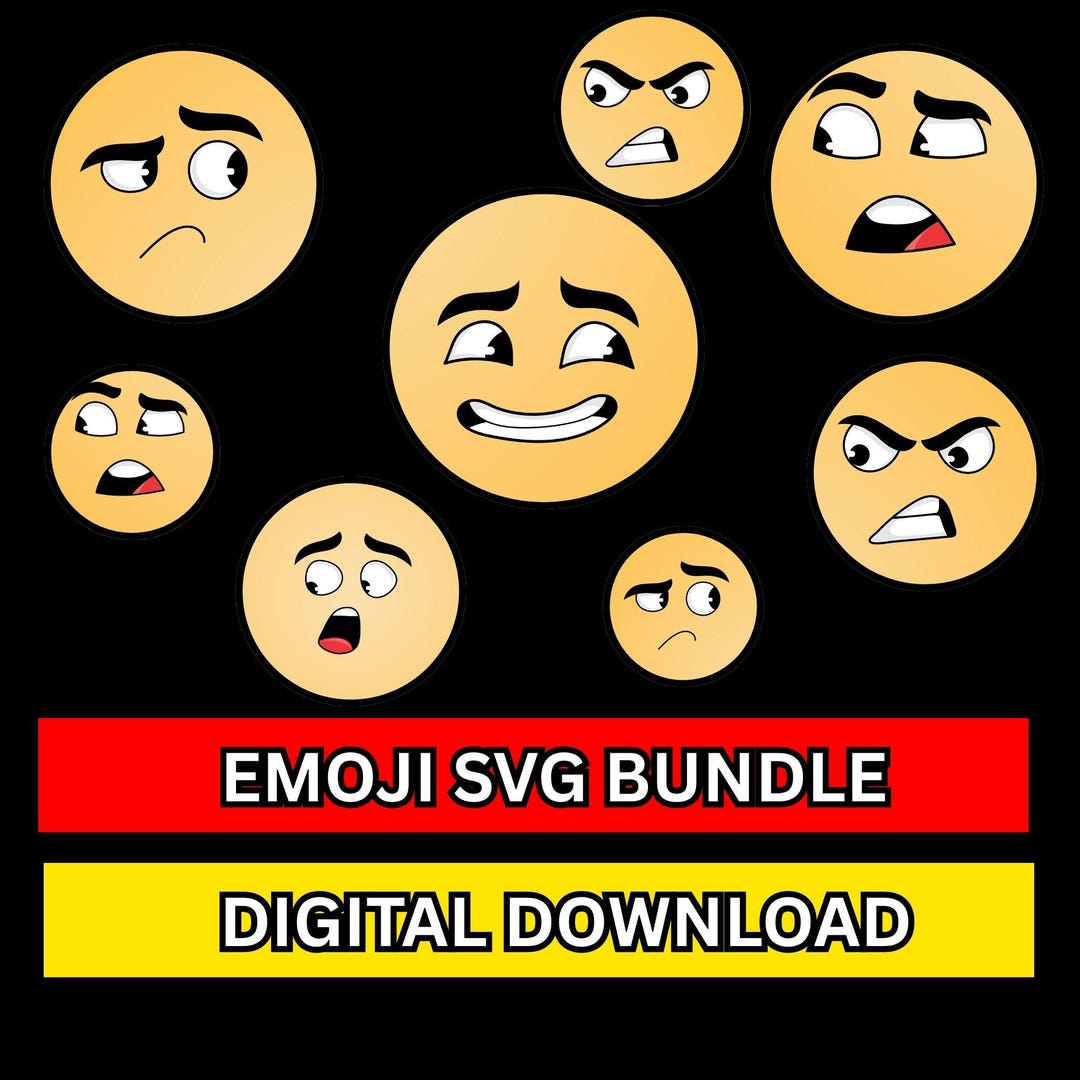 Emoji SVG Bundle Cricut Cut Files, ANGRY ANNOYING Faces Crying Laughing ...