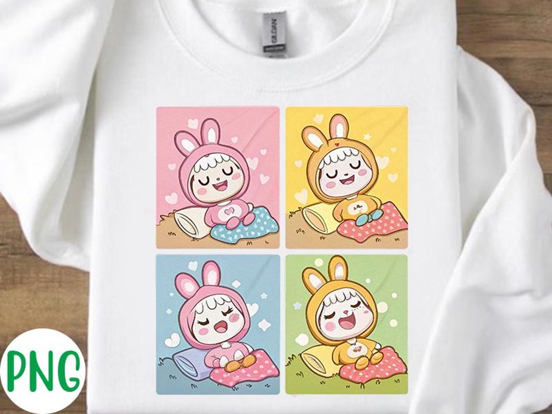 Cute Labubu Sleeping Clipart | Labubu Style Cozy Bunny SVG PNG Bundle ...