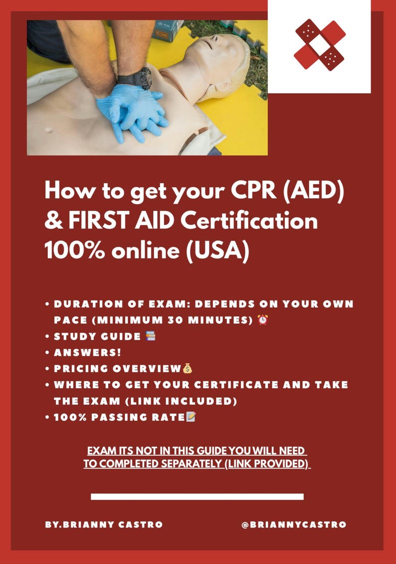 CPR, AED & First Aid Certification Guide - Etsy
