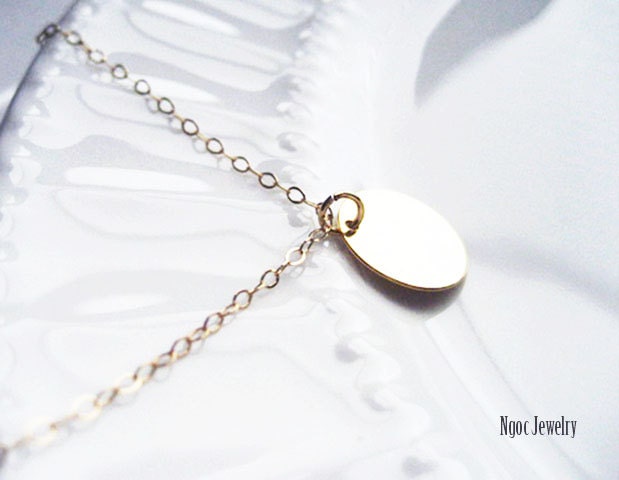 Simple Gold Disc Necklace Gold Coin Necklace Petite Gold - Etsy