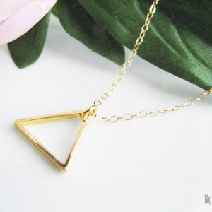 Gold Triangle Necklace, Simple Gold Necklace, Geometric, Everyday ...
