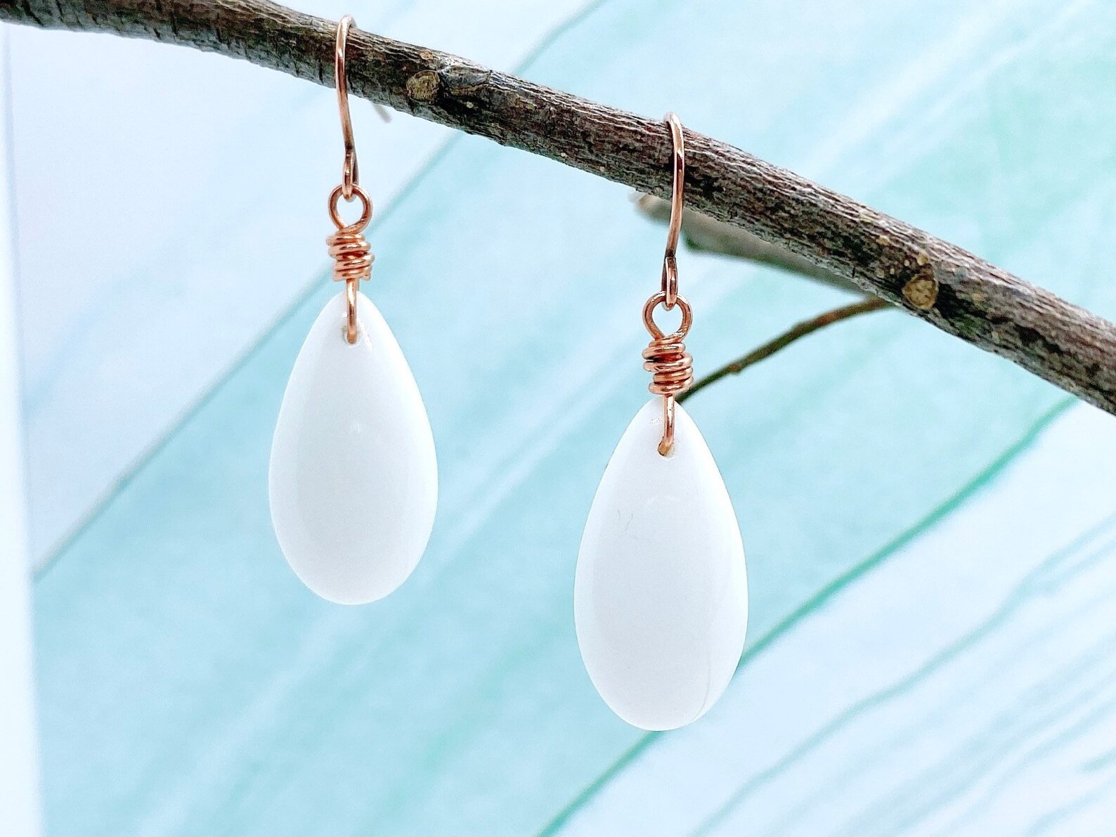 White Teardrop Earrings White Earrings Big Teardrop Etsy