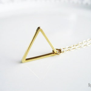 Gold Triangle Necklace, Simple Gold Necklace, Geometric, Everyday ...