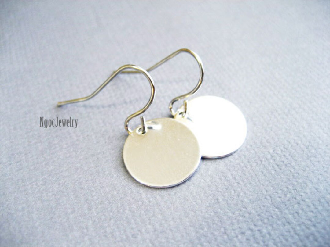 Simple Silver Disc Earrings, Silver Coin Earrings, Petite Silver Disk ...