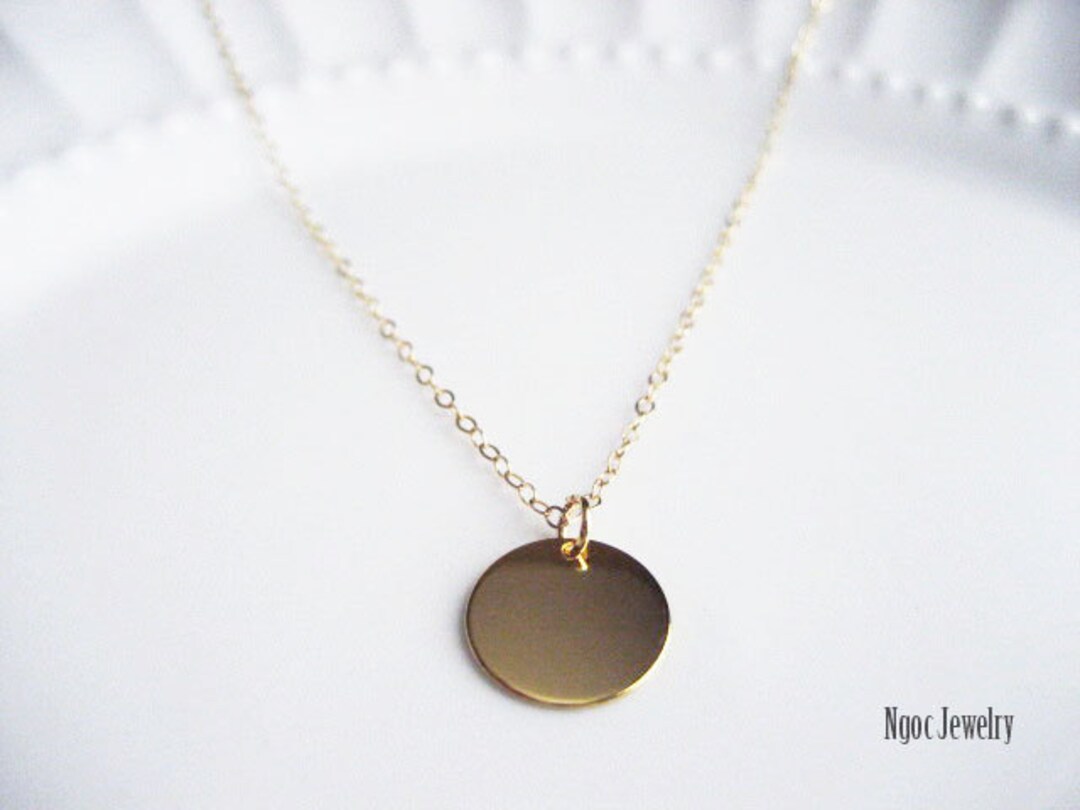 Simple Gold Disc Necklace Gold Coin Necklace Petite Gold - Etsy