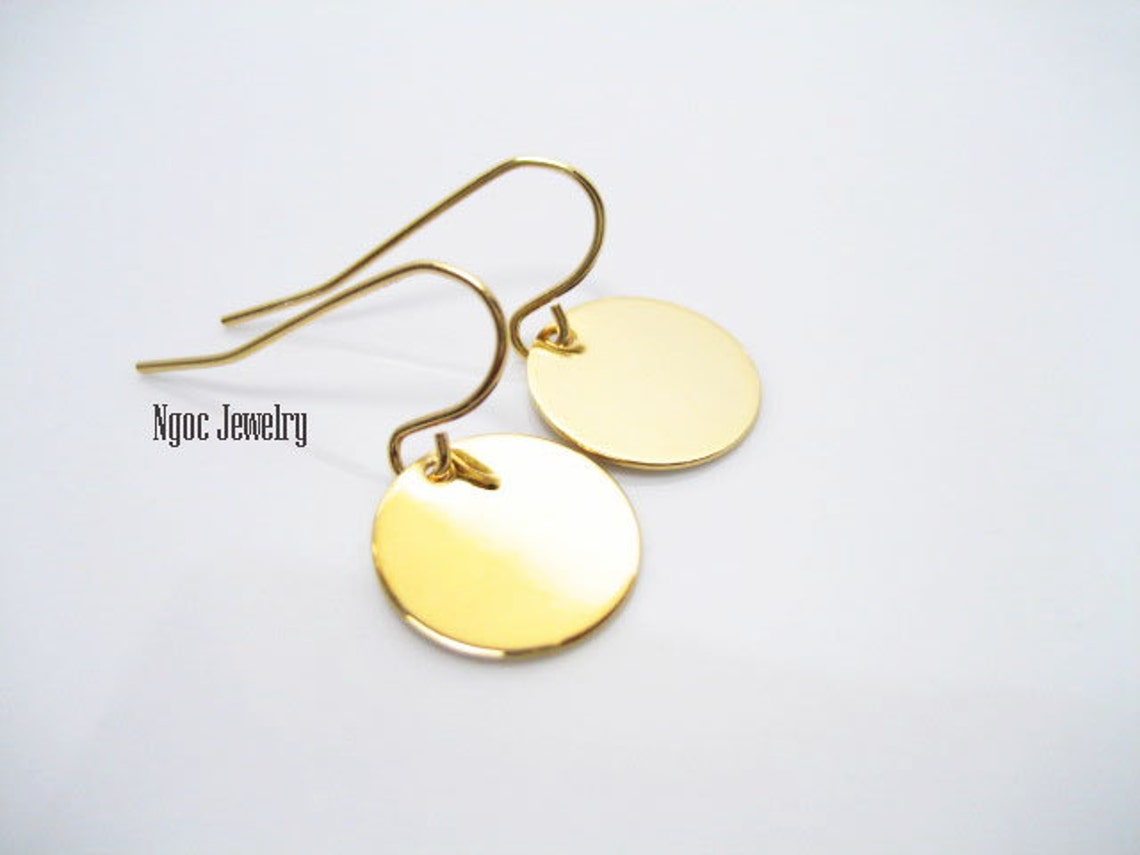 Simple Gold Disc Earrings Gold Coin Earrings Petite Gold - Etsy