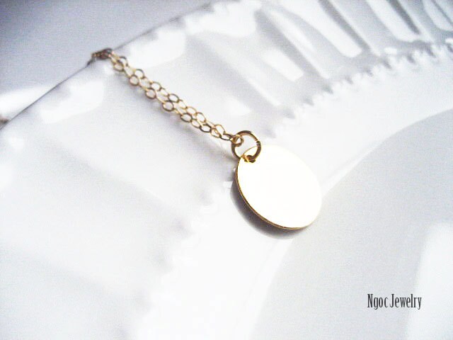 Simple Gold Disc Necklace Gold Coin Necklace Petite Gold - Etsy