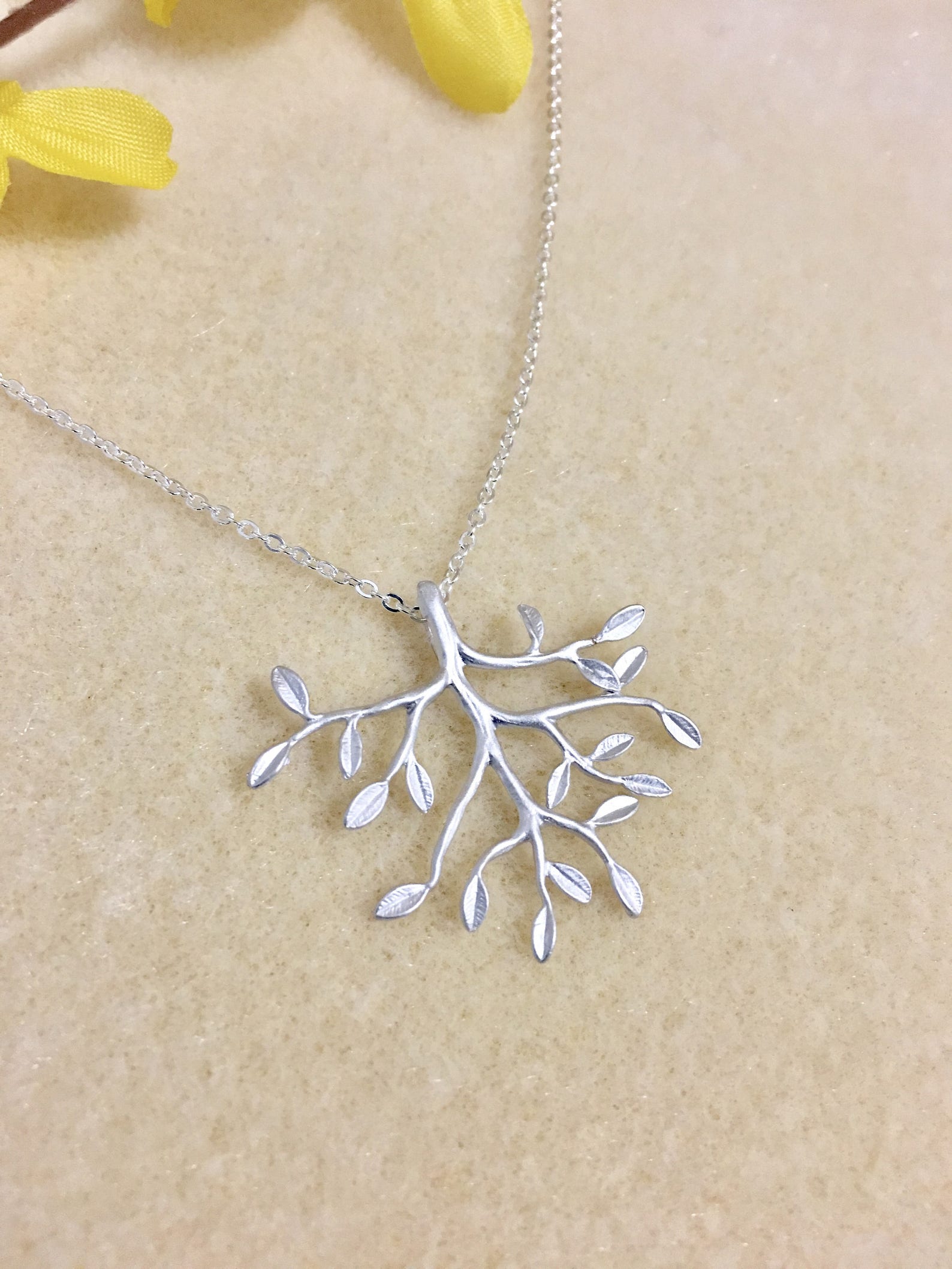 Branch Necklace Silver Tree Branch Necklace Nature Necklace - Etsy