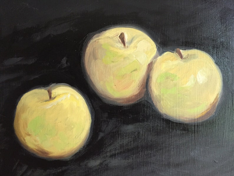 Original Oil Painting golden Deliciousness 10 X 8 Oil on Wood Panel ...