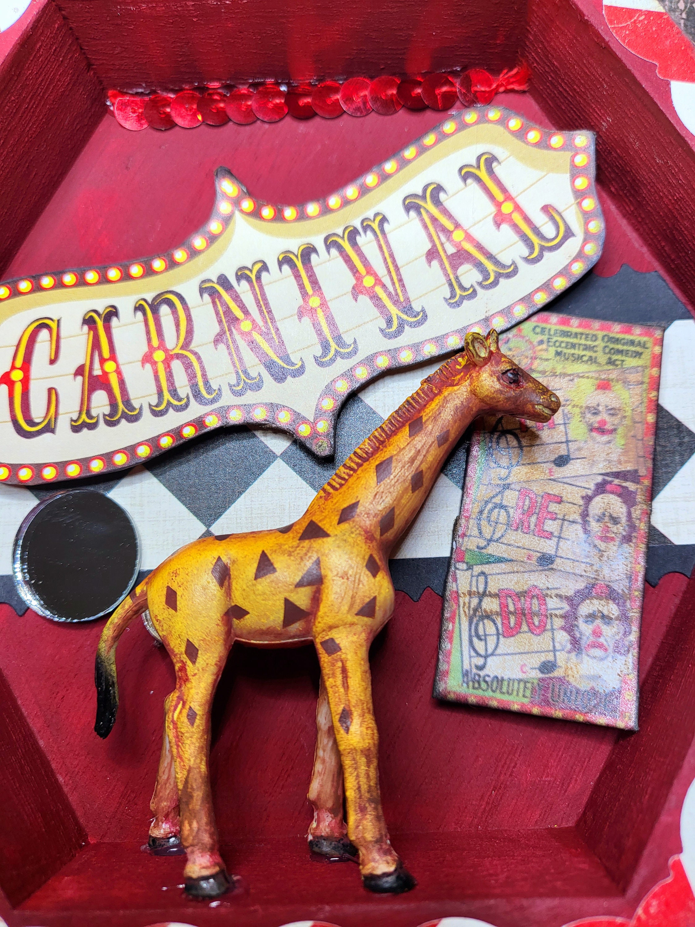 Circus Shadow Box Vintage Style Wooden Curosity Art Assemblage Home ...