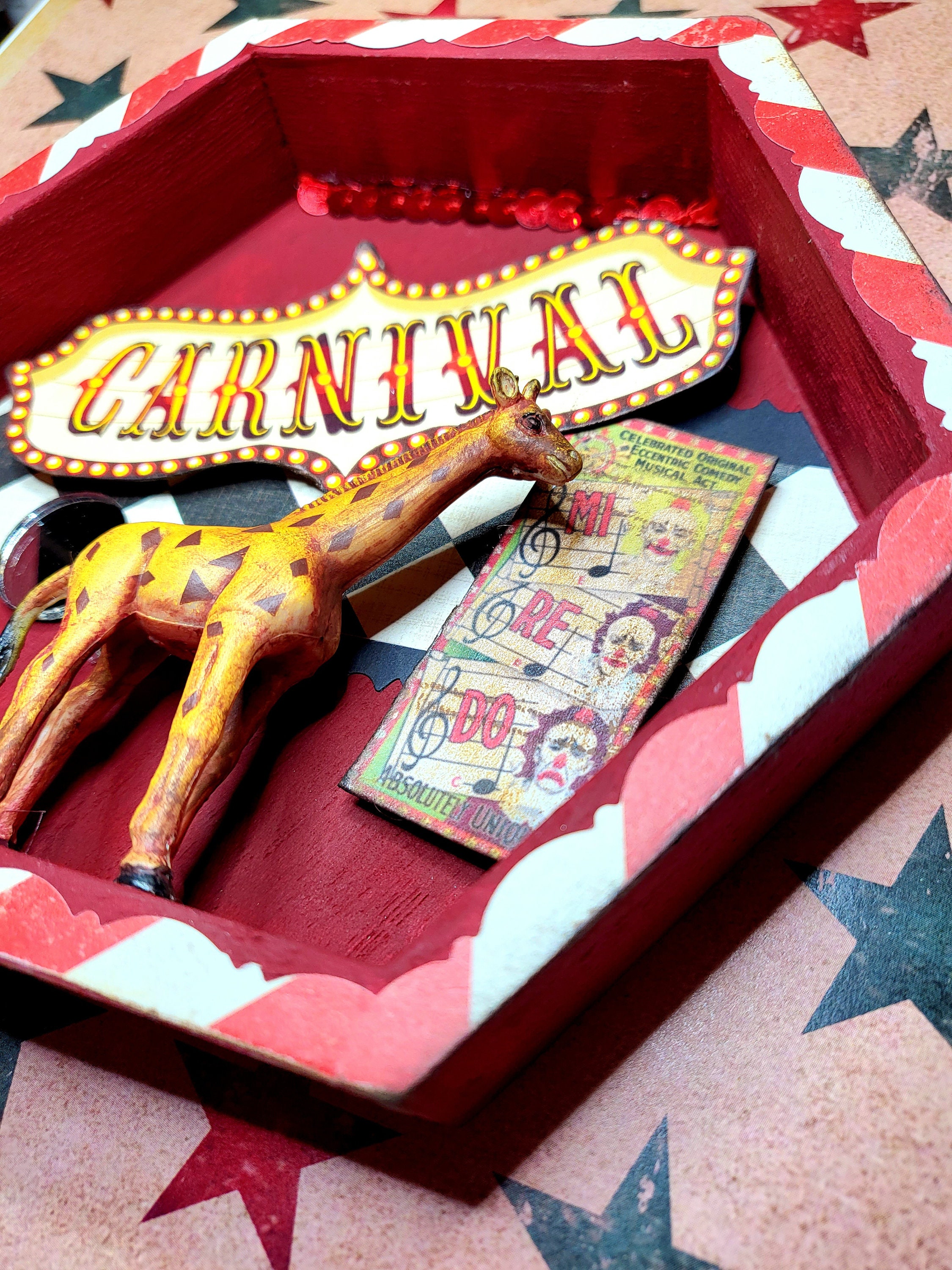 Circus Shadow Box Vintage Style Wooden Curosity Art Assemblage Home ...