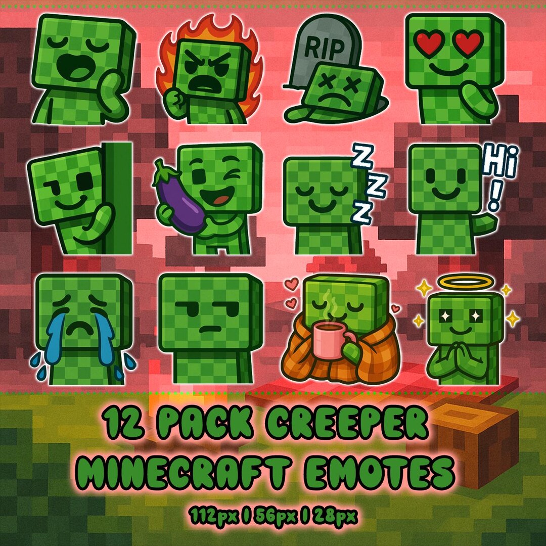 12-pack Minecraft Creeper Emotes | Twitch, Discord, Youtube | Cute ...