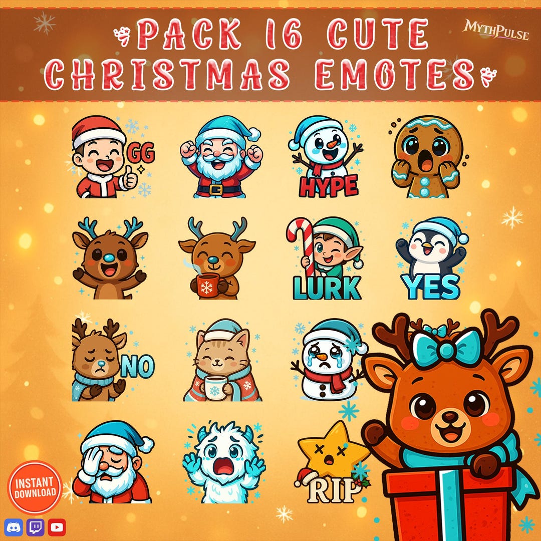 16 Emotes de Natal para Twitch | Pacote de Emojis de Fim de Ano ...