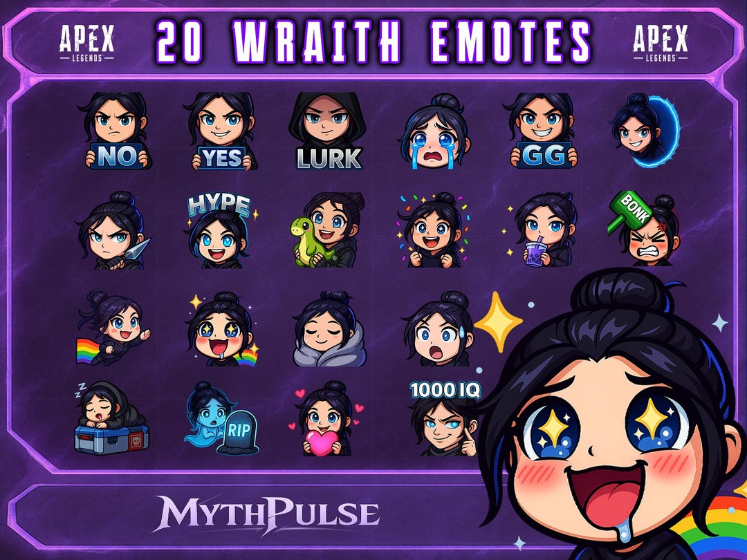 Wraith Twitch Emotes: Apex Legends Chibi Gamer Girl Streamer Pack ...