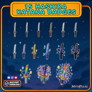 Hashira Katana Sub & Bit Badges ‑ 15 PNG Sword Set | Demon Slayer ...